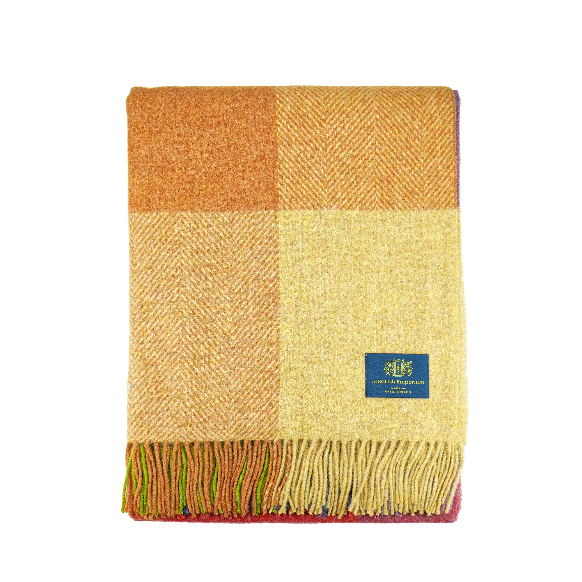 The British Emporium Cobham Pure Wool Throw Blanket Golden Sunset • The ...