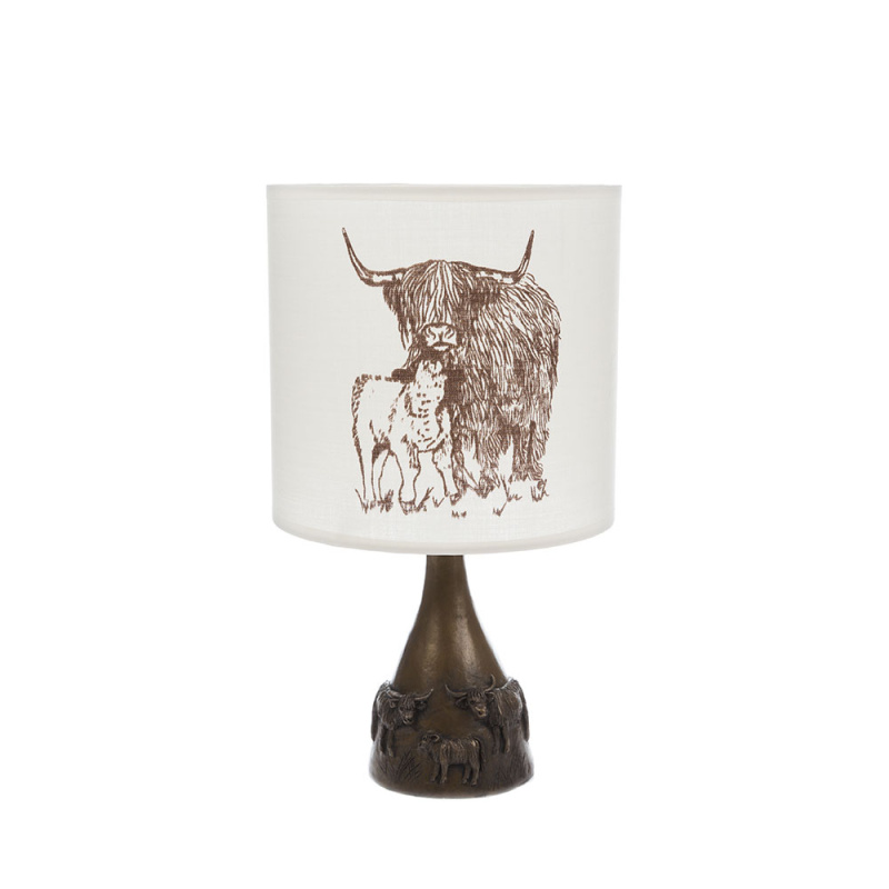 Oriele Bronze Cold Cast Bronze Highland Cow Lamp and Lampshade • The ...