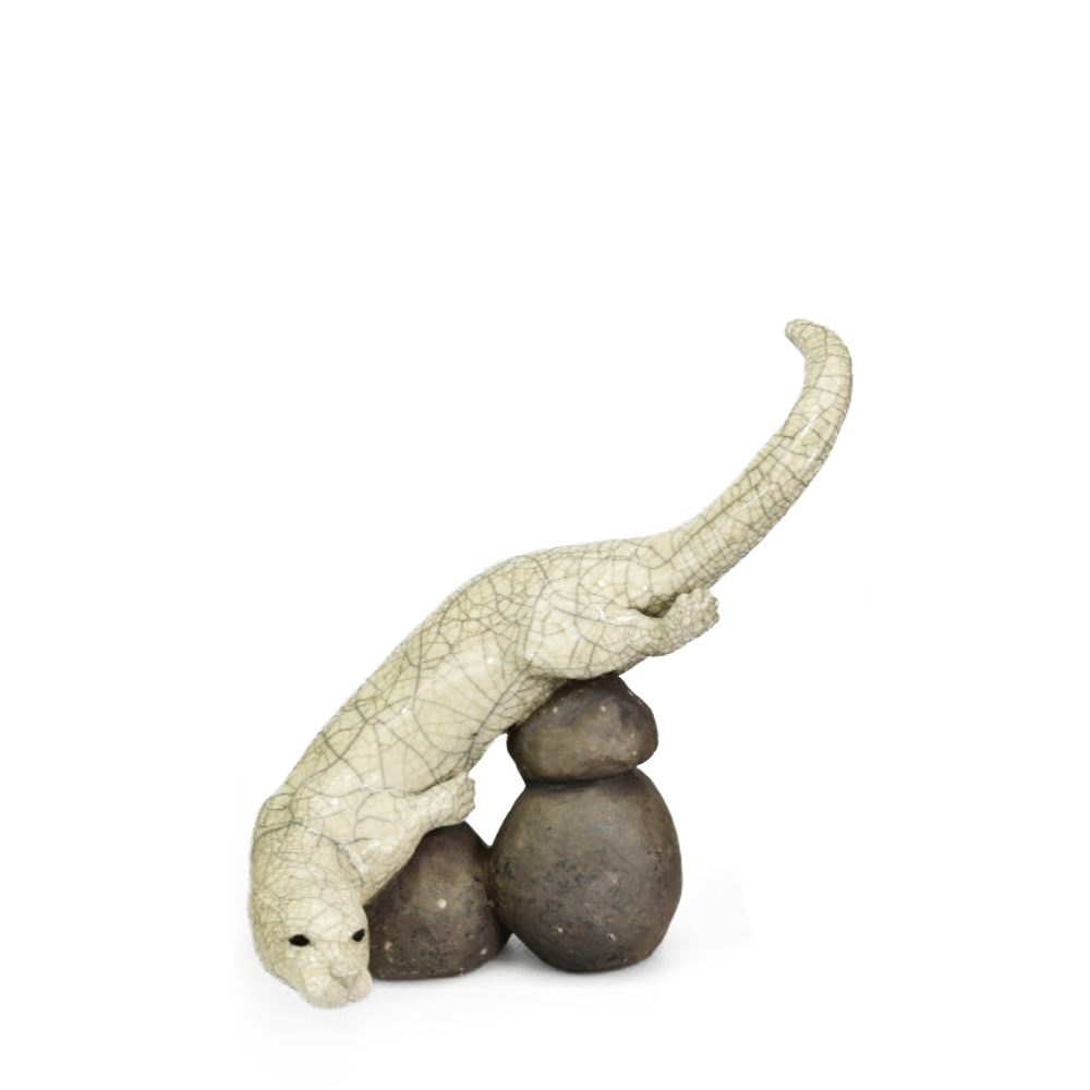 Paul Jenkins Otter On Rocks Ceramic Raku Sculpture • The British Emporium
