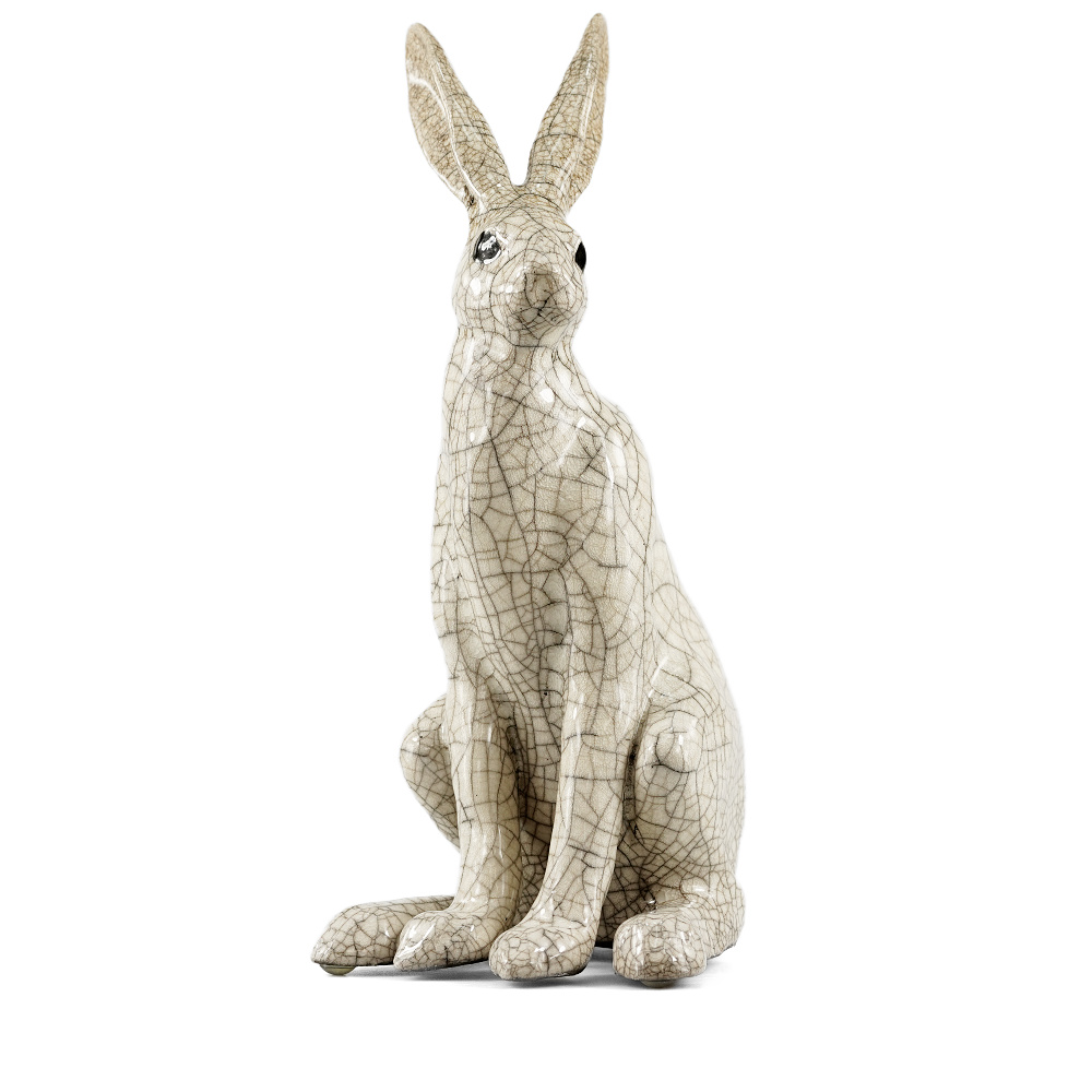 Paul Jenkins Sitting Hare Ceramic Raku Sculpture • The British Emporium