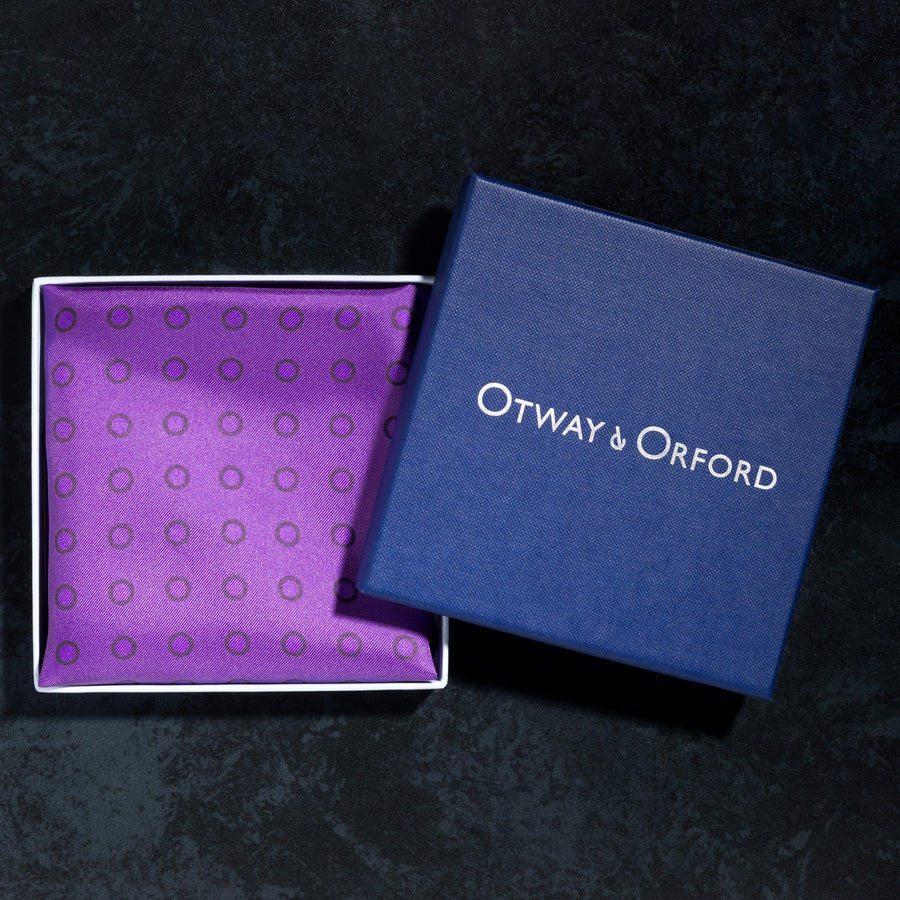 Otway & Orford Luna Polka Dot Silk Pocket Square Purple Lilac • The ...