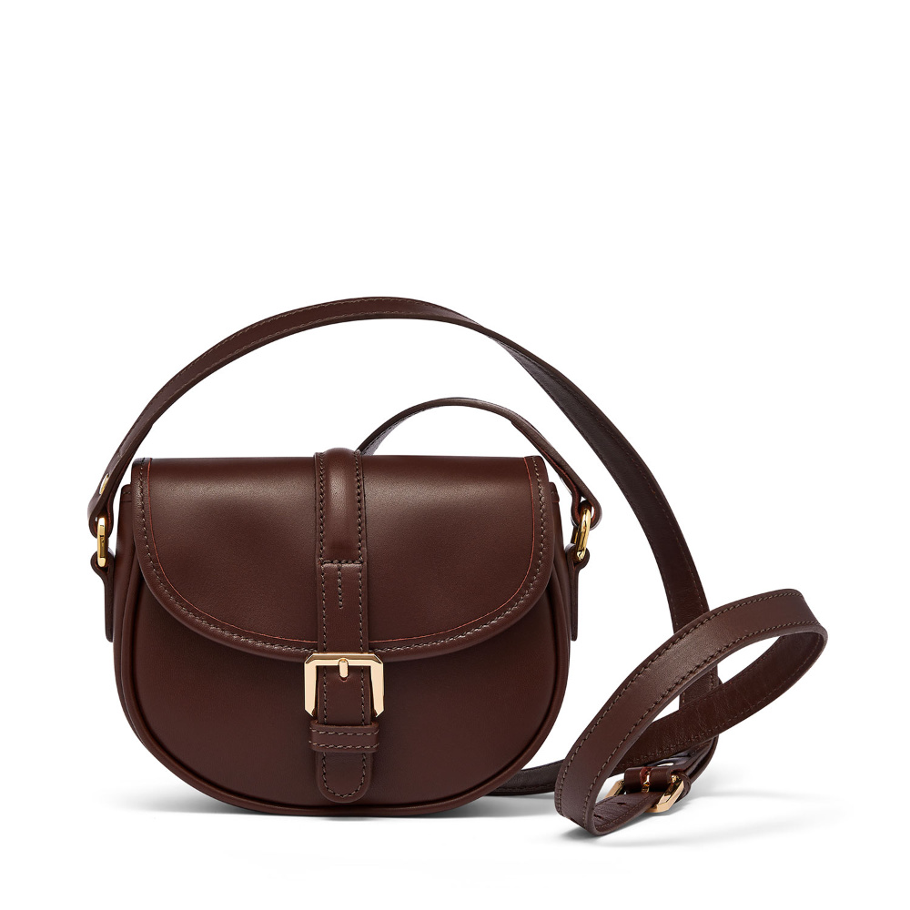 Tusting Mini Cardington Leather Crossbody Bag Pecan • The British Emporium