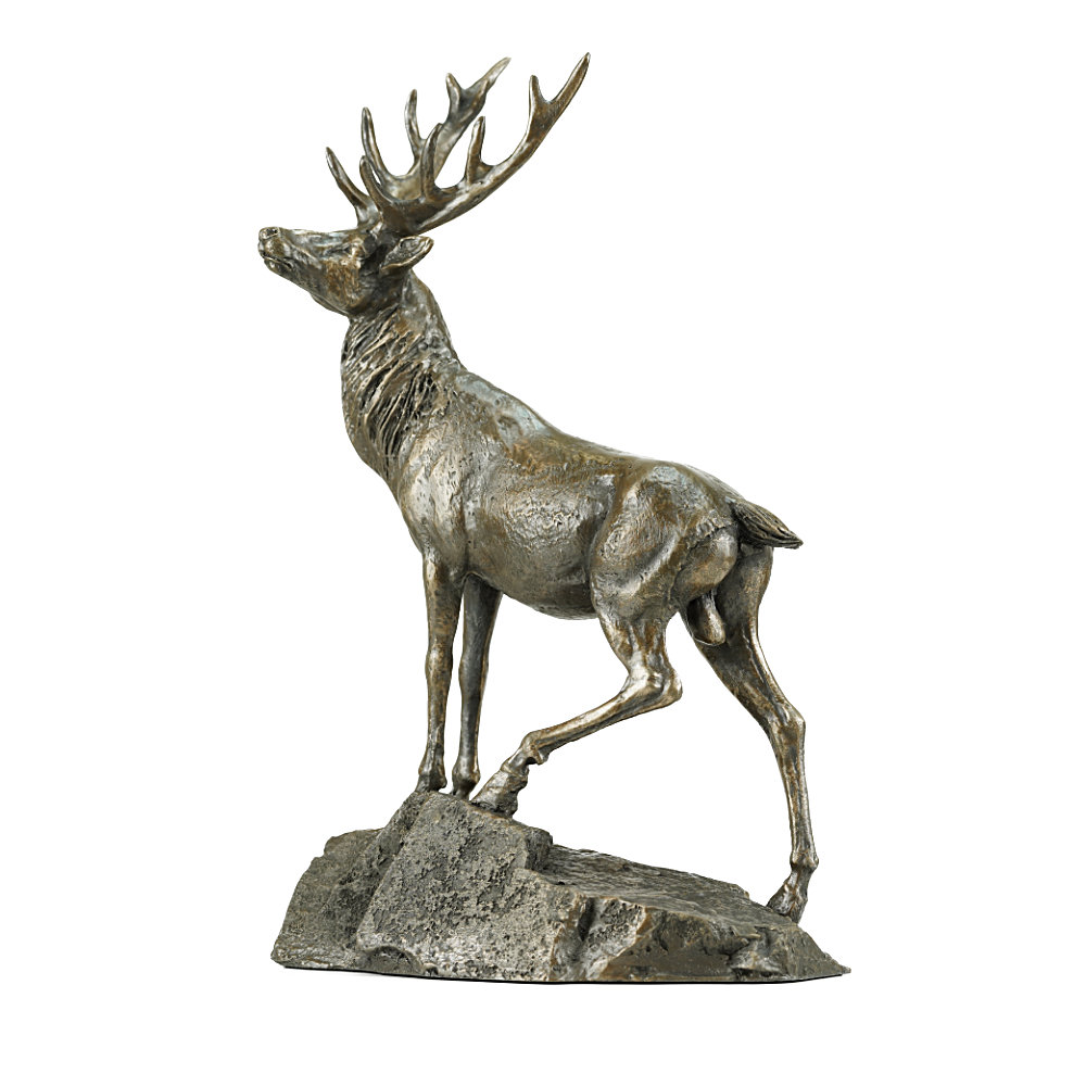 Oriele Bronze Stag On Rock Cold Cast Bronze Sculpture • The British ...