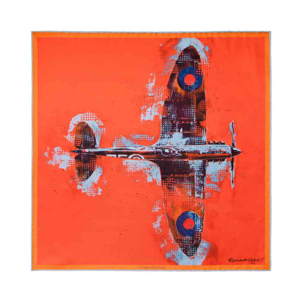 Otway & Orford Lone Fighter Spitfire Silk Pocket Square • The British ...