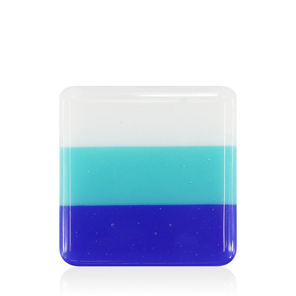 Deco Square Glass Coasters Blue White • The British Emporium