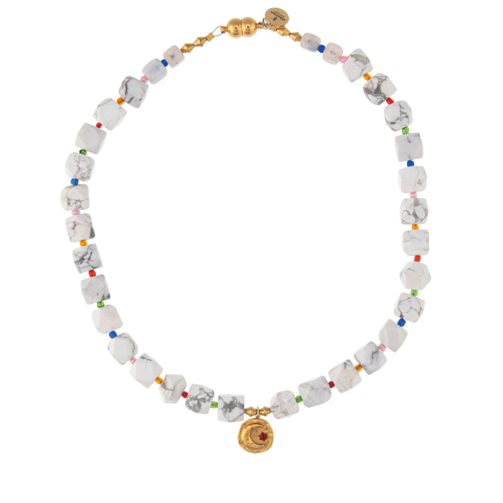 Arran Bay Ada Semi Precious Necklace With Moon & Star Pendant • The ...