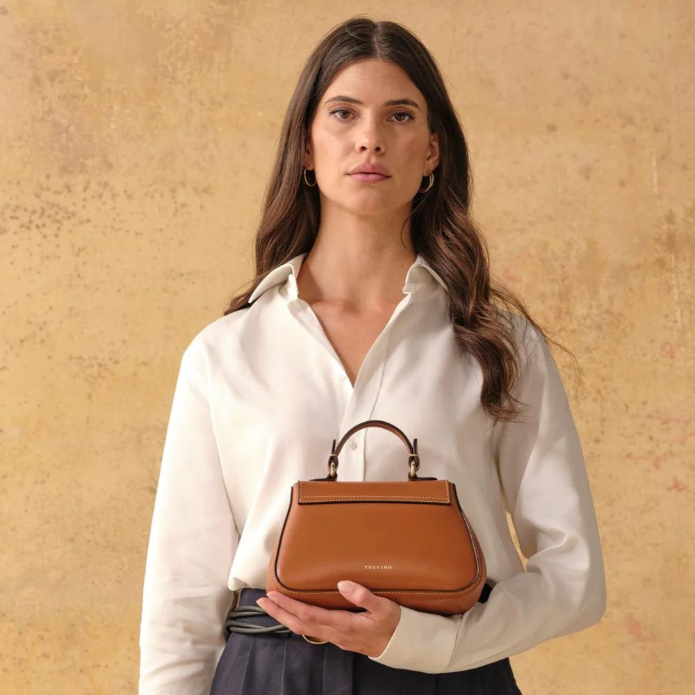 Tusting Mini Holly Leather Handbag Tan • The British Emporium